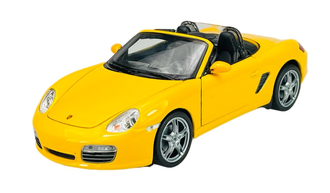 Welly Porsche Boxster S 987 Żółty Bez Dachu 1:24 Samochód Nowy Metalowy ...