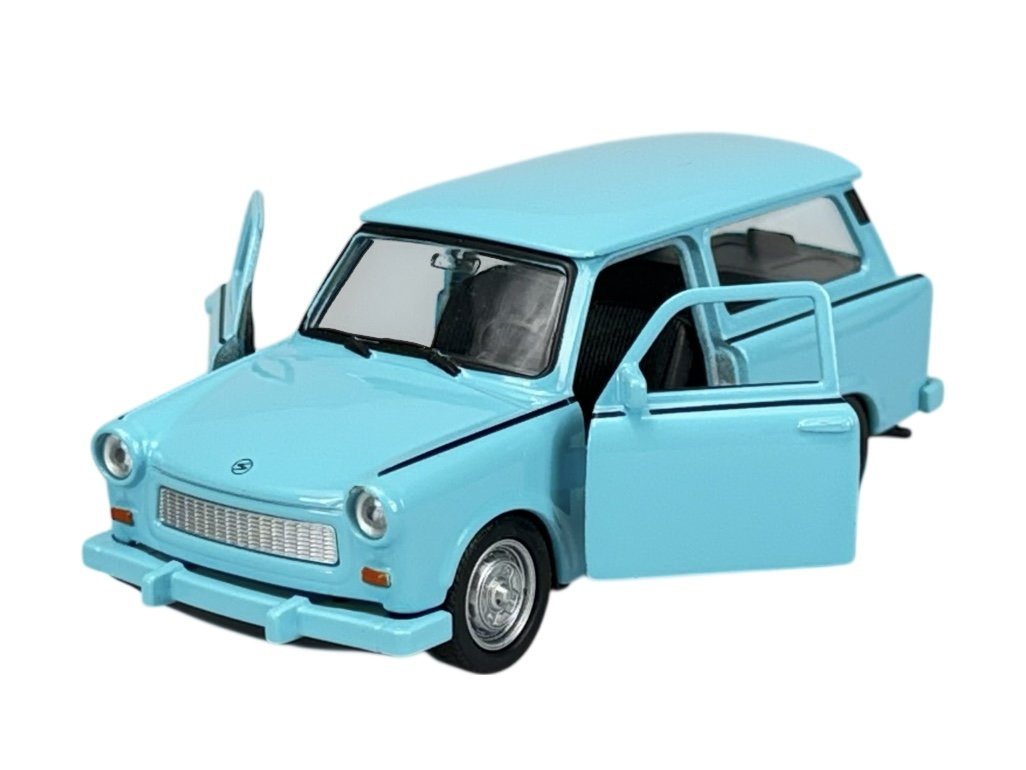 WELLY TRABANT P601 KOMBI NIEBIESKI 1:34 43871 NOWY MODEL METALOWY ...