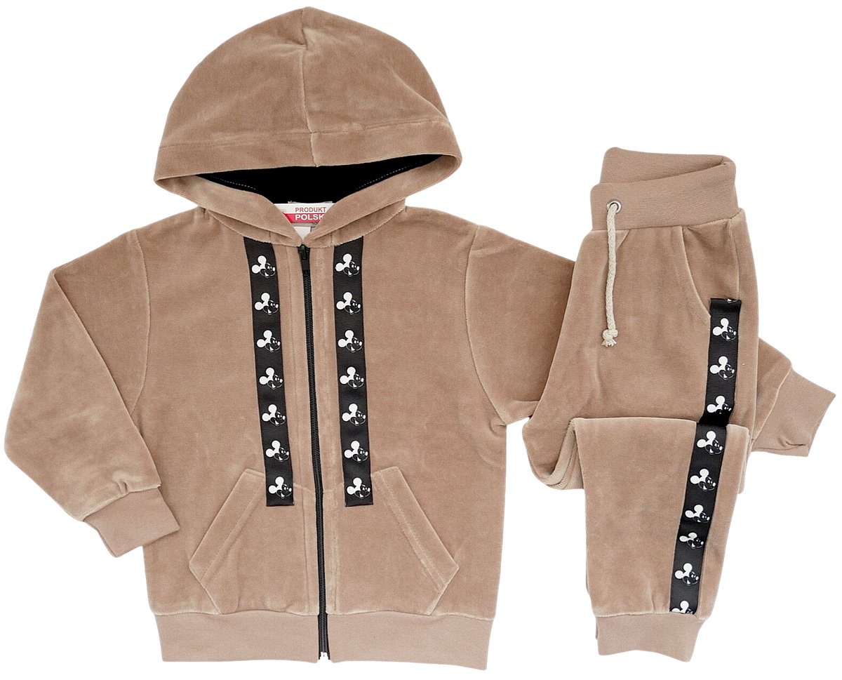 Welur dla dziewczynki dres Welurowy 164 beżowy z lampasem REVAJ - Revaj ...