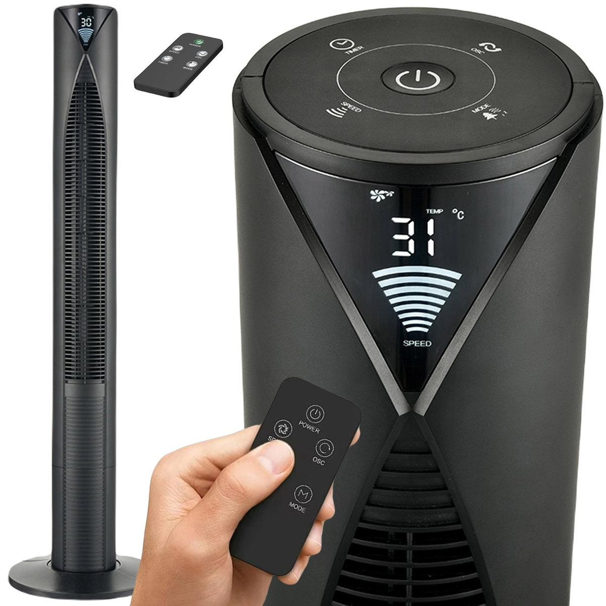 Wentylator Kolumnowy Wiatrak Stojący Podłogowy + Jonizacja Cichy Z ...