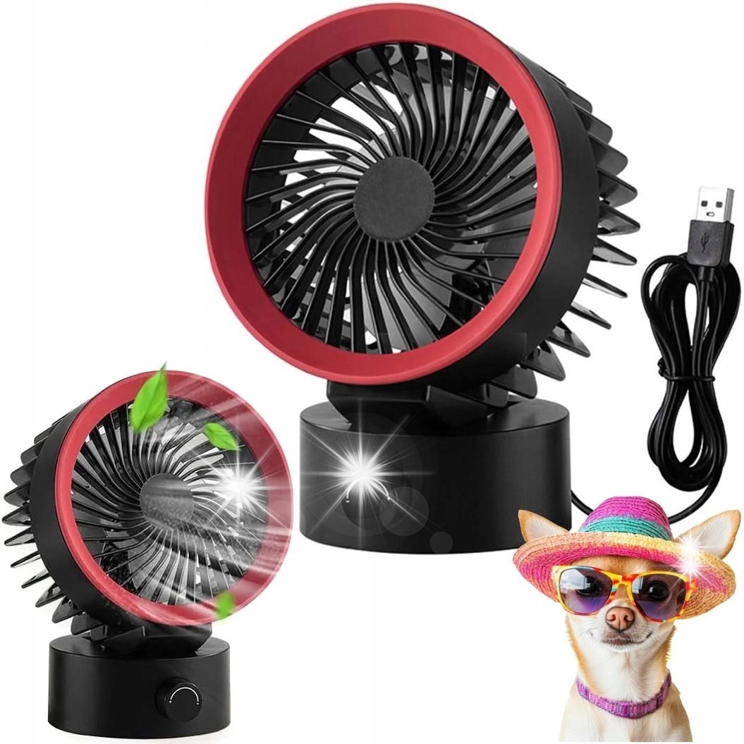 Wentylator Wiatrak Biurkowy z Kablem USB 150cm, do komputera powerbanka ...