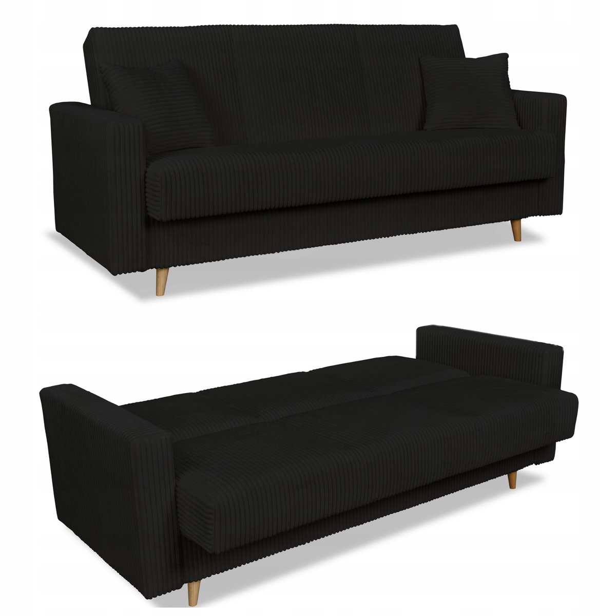 Wersalka kanapa Rene sofa rozkładana pojemnikiem Family Meble sztruks czarna - Family meble ...