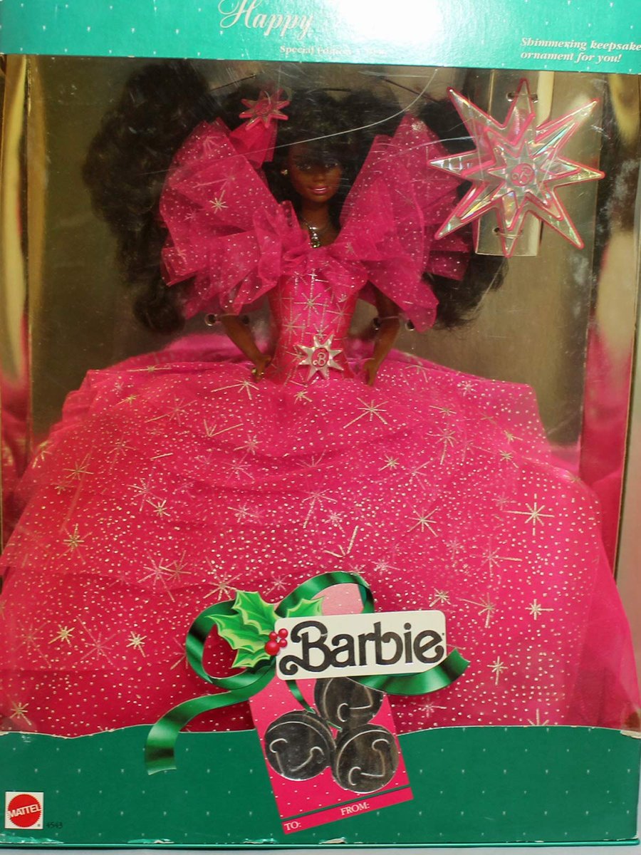 Wesołych Świąt Specjalna Edycja 1990 Afroamerykańska Lalka Barbie ...