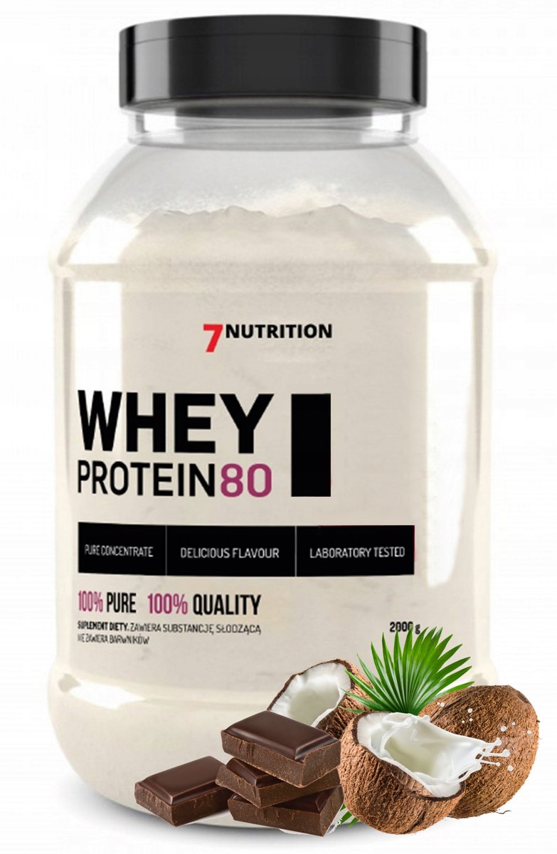 WHEY PROTEIN 80 2KG KOKOS - 7NUTRITION MASA MIĘŚNIOWA BIAŁKO - 7Nutrition | Sport Sklep EMPIK.COM