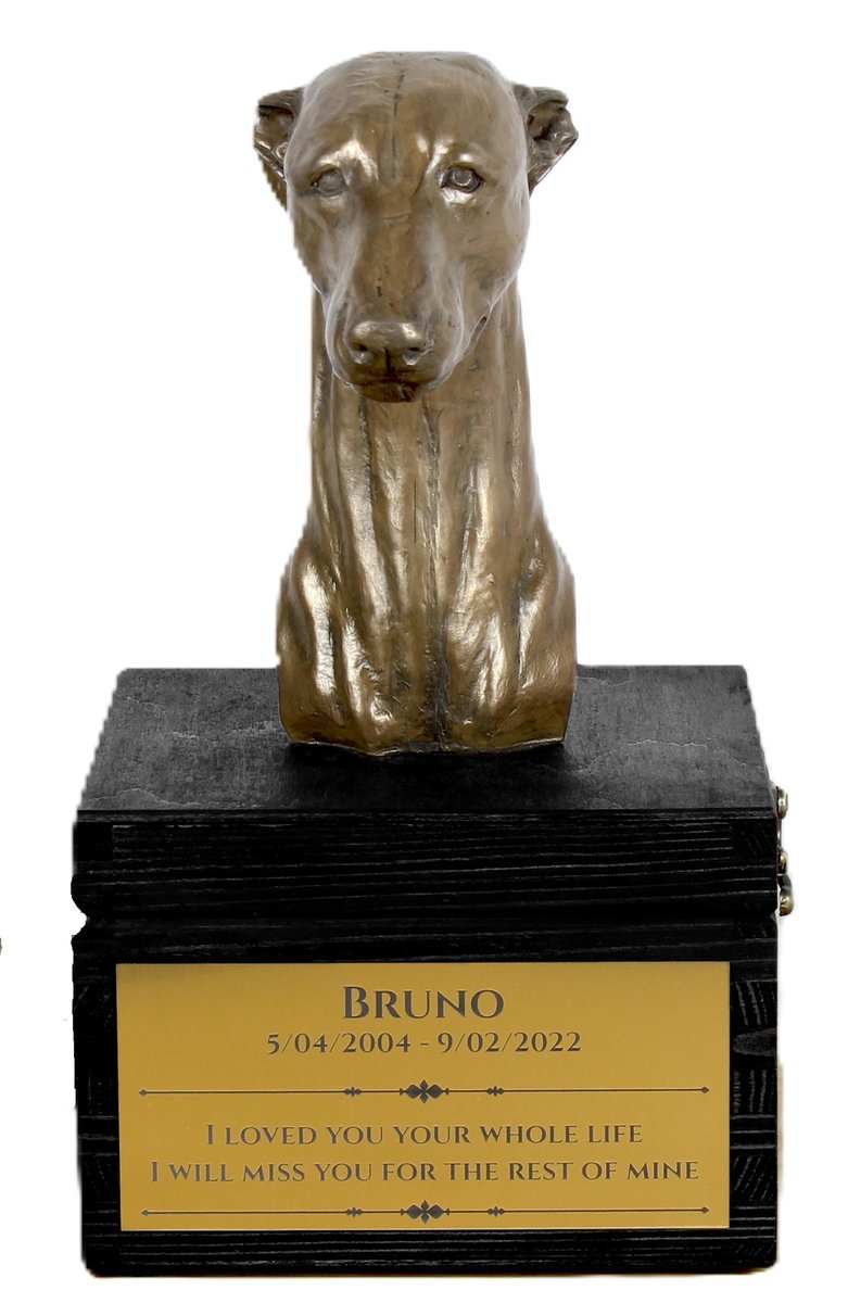 Whippet, Chart angielski - urna z grawerem i rzeźbą psa, ostatnie ...