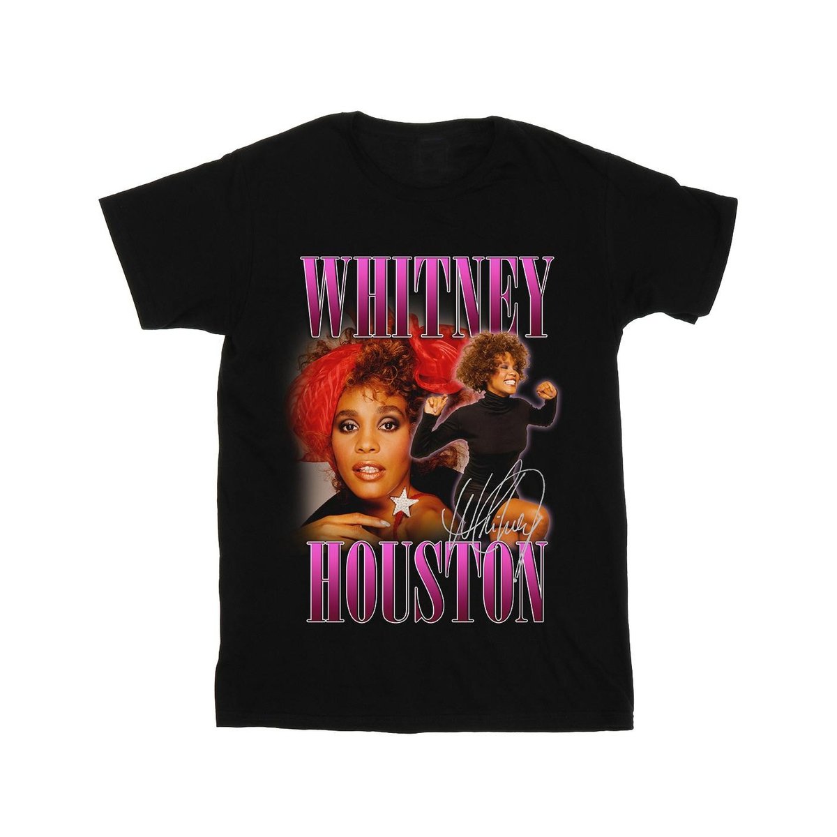 Whitney Houston Męska Koszulka Signature Homage (XXXXXS / Czarny ...