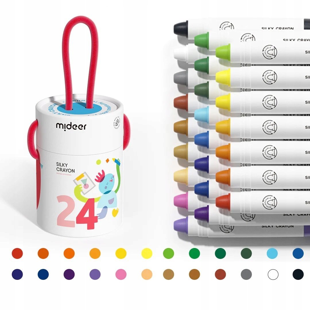 Wiaderko Kredek Mideer 24 Kolory Szybkoschnące Miękkie Zmywalne - Mideer | Sklep EMPIK.COM