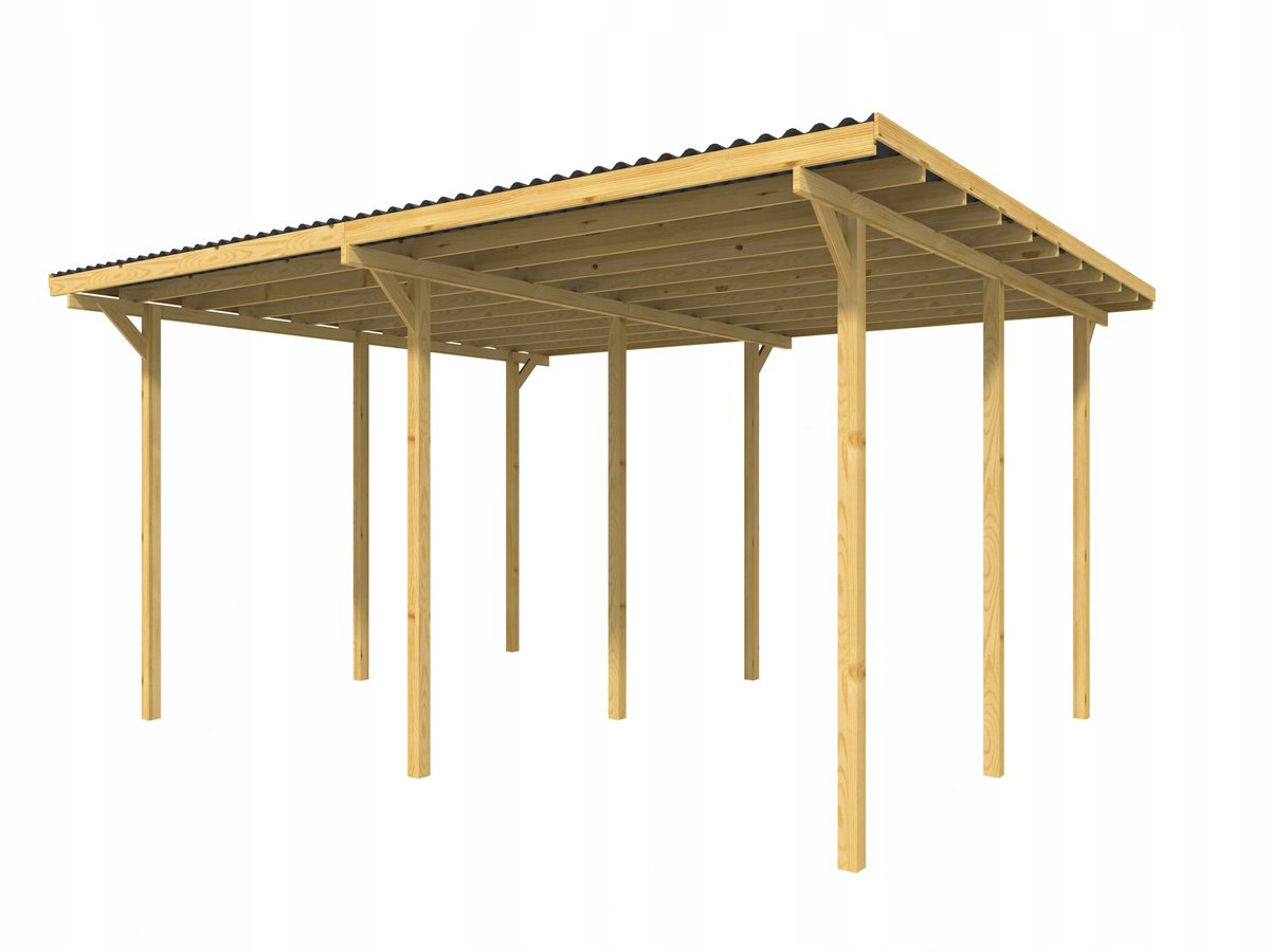 Wiata garażowa podwójna RSC BIS wysoka 595 x 495 cm dach z płyty PVC ...