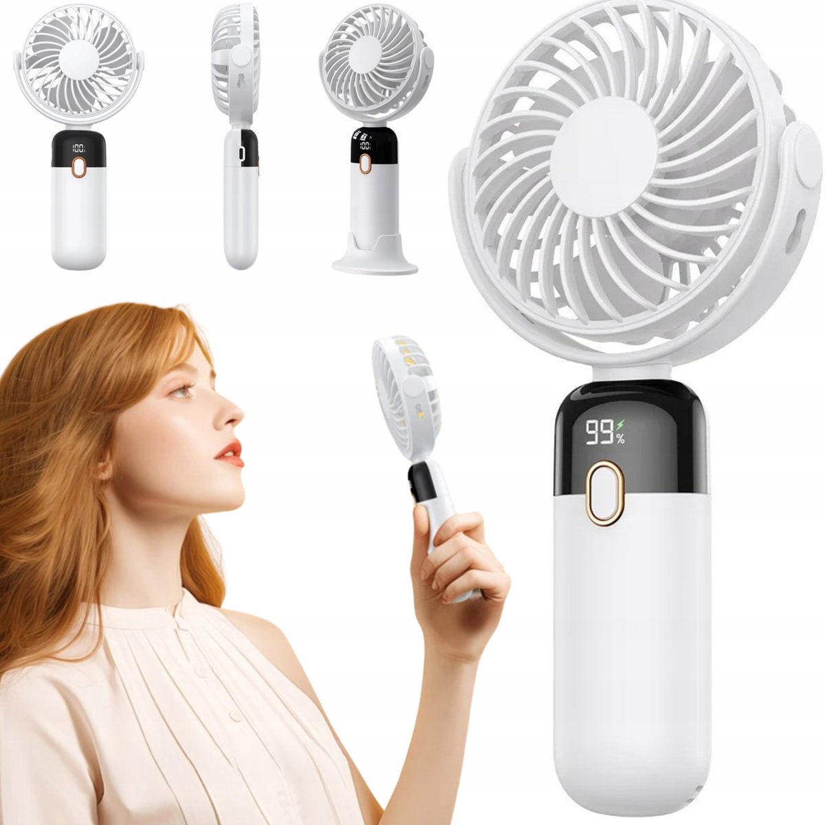 Wiatrak USB Cichy mini wentylator biurkowy chłodzenie TOPK K70 biały ...