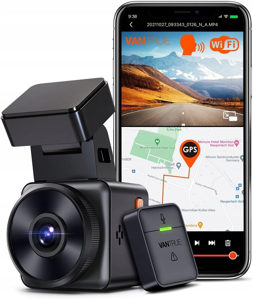 Wideorejestrator Vantrue E1, 1944P, WiFi, HDR, GPS, Sterowanie głosowe - VANTRUE | Motoryzacja EMPIK