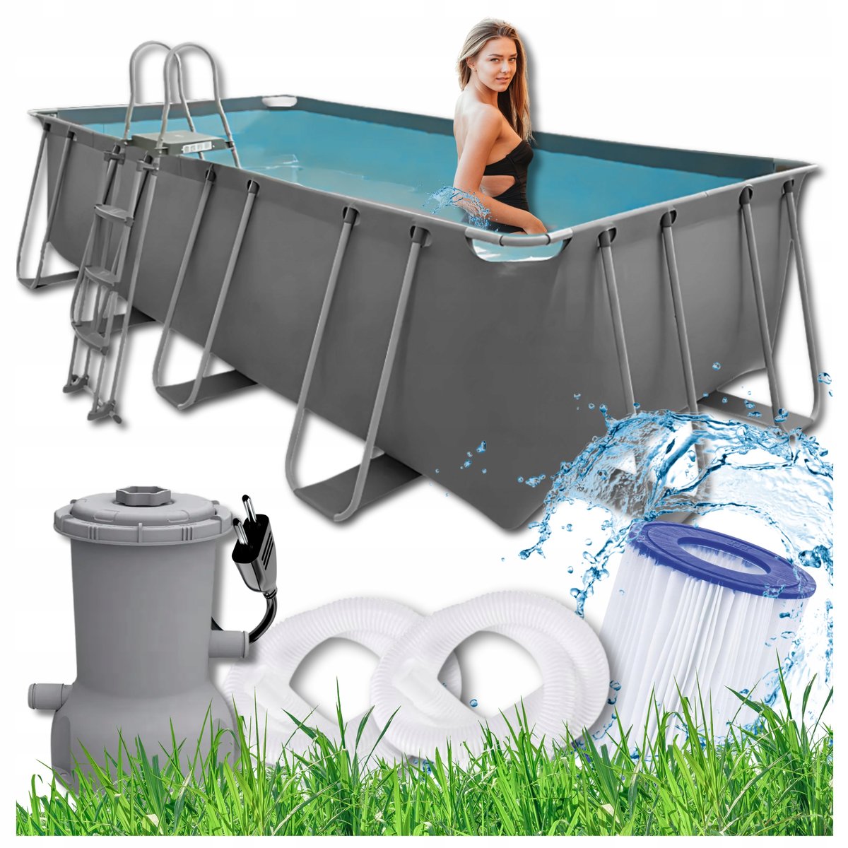 WIELKI BASEN Select Pools OGRODOWY Stelażowy 500x250x122cm DRABINKA ...