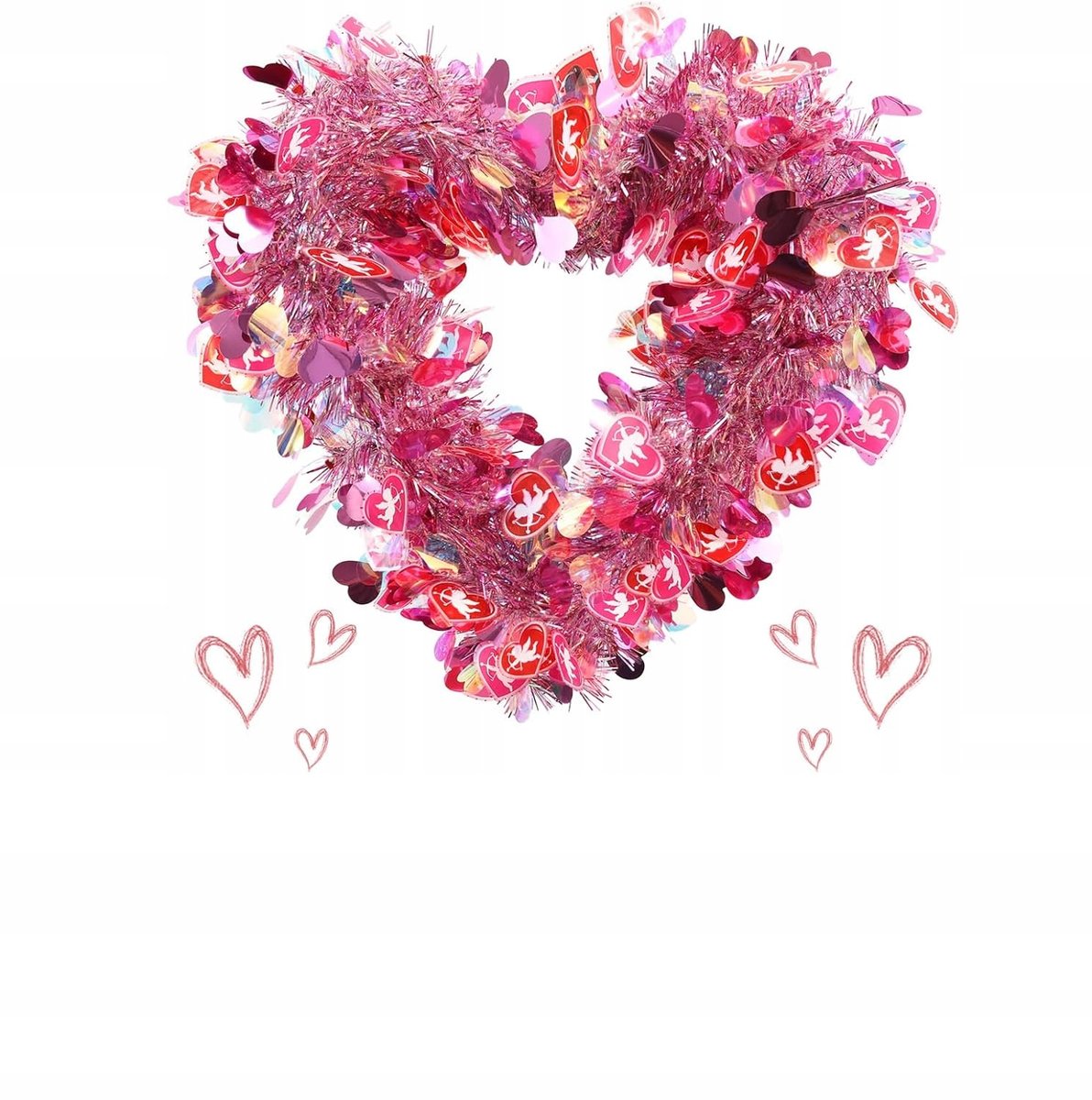 Wieniec walentynkowy dekoracja na drzwi kształt serca 40x37cm - CE | Sklep EMPIK.COM