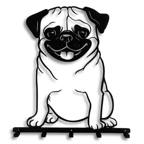 Wieszak Do Przedpokoju Pies Mops, rozmiar L, 39x46x2 cm, Czarny ...