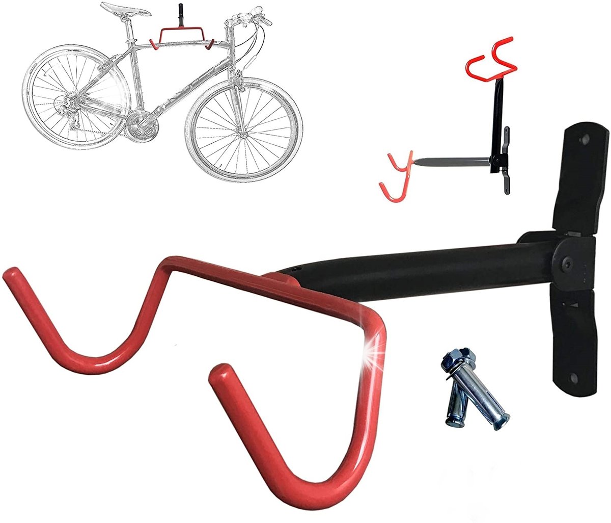 Wieszak ścienny na rower do ściany za ramę roweru - metalowy składany ...