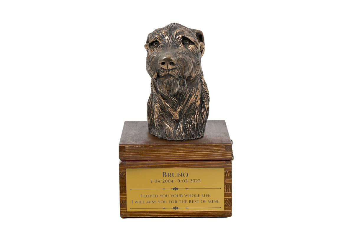 Wilczarz irlandzki, Irish wolfhound - urna na prochy psa ze statuetką ...