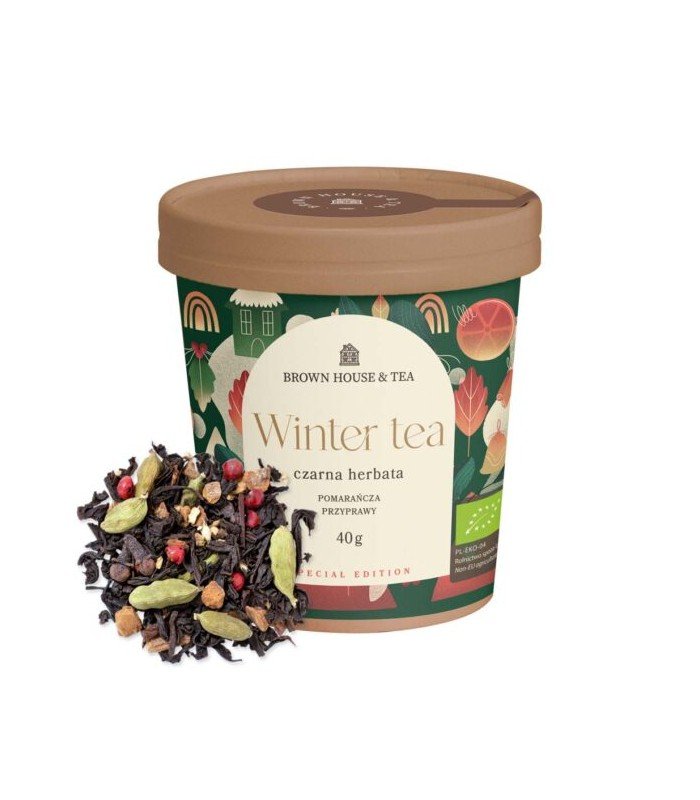 Winter tea, organiczna czarna herbata z przyprawami i pomarańczą, 40 g ...
