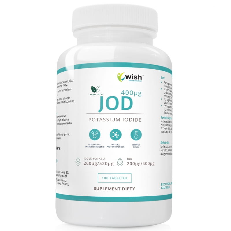 WISH Pharmaceutical Jod Jodek Potasu 400mcg suplement diety 180 ...