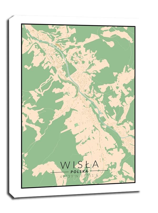 Wisła mapa kolorowa - obraz na płótnie 70x100 cm - Galeria Plakatu ...