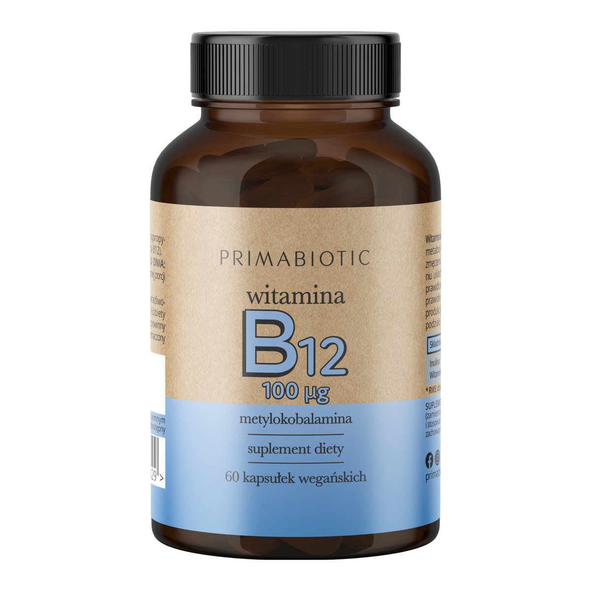 WITAMINA B12 PRIMABIOTIC 60 kaps. Układ Nerwowy Zmęczenie Odporność ...