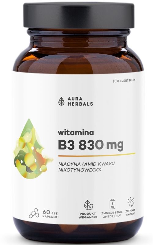 Witamina B3 830 mg - niacyna - 60 kapsułek Aura Herbals | Sklep EMPIK.COM