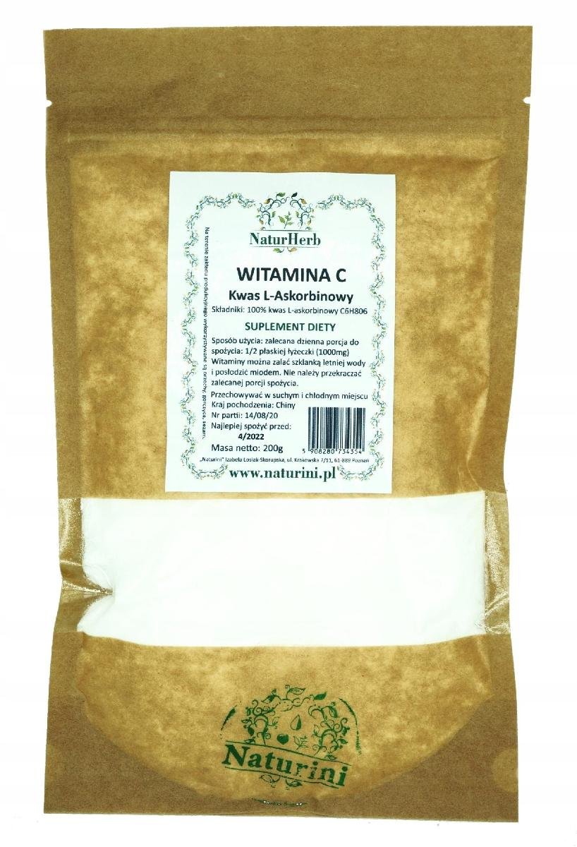 WITAMINA C W PROSZKU 100% KWAS L-ASKORBINOWY 200g Suplement diety ...