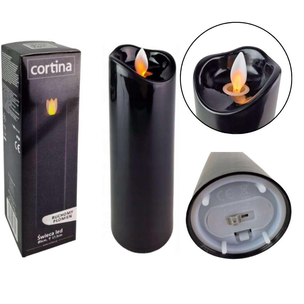 Wkład do zniczy Cortina Czarny Świeca LED 17,5 cm - Efekt migającego ognia - CORTINA | Sklep ...