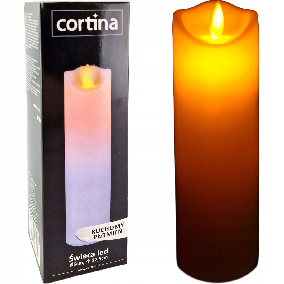 Wkład do zniczy na baterie Świeca LED 17,5 cm biała RUCHOMY PŁOMIEŃ - CORTINA | Sklep EMPIK.COM