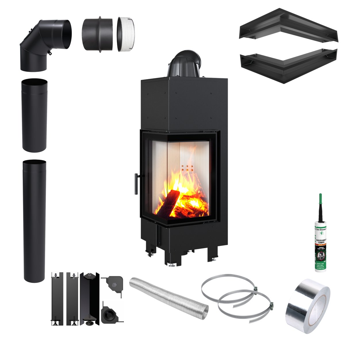 Wkład Kominkowy Narożny KRATKI MBN Prawy 10kW fi 200 Zestaw do Montażu - Kratki | Sklep EMPIK.COM