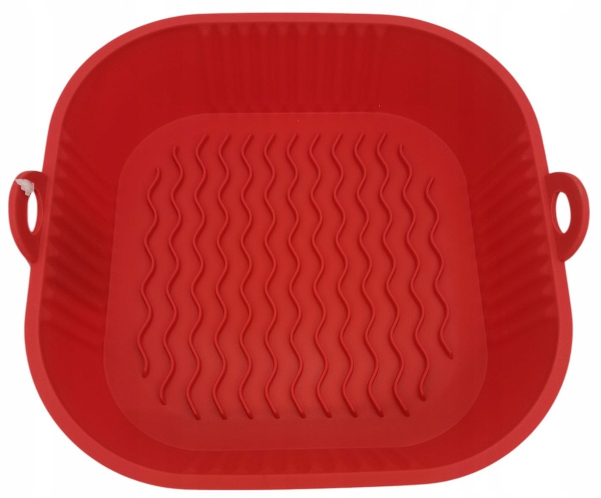 WKŁAD SILIKONOWY DO AIR FRYERA FRYTKOWNICY BEZ BPA CZERWONY 22 x 22 x 5 ...