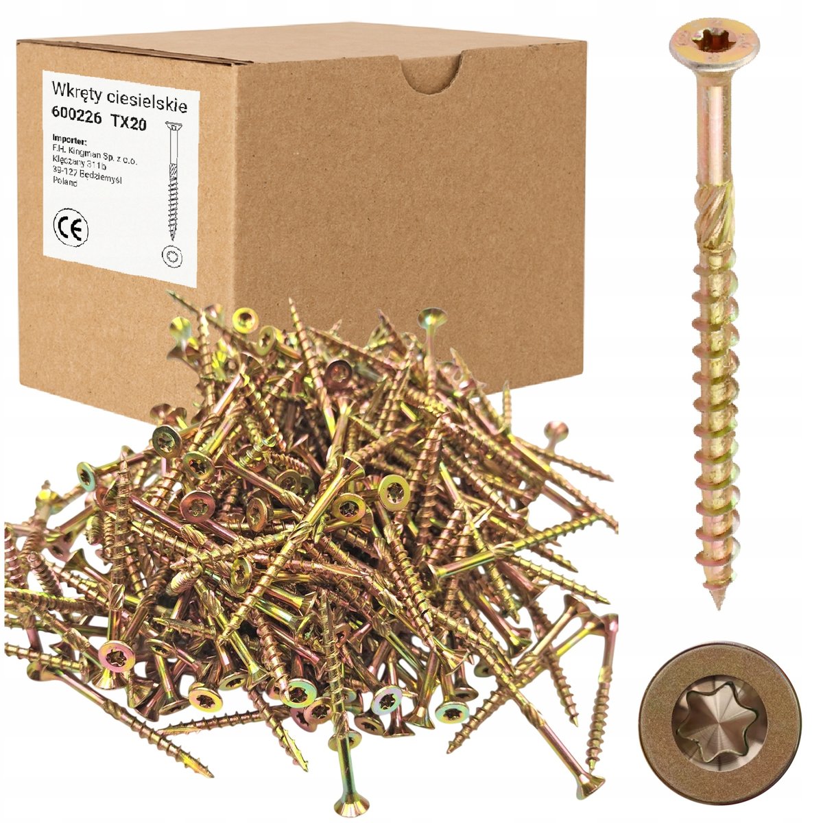 WKRĘTY CIESIELSKIE 5X70 TORX TX25 DO DREWNA Z ŁBEM STOŻKOWYM 200SZT ...