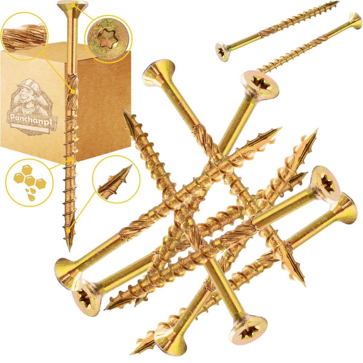 Wkręty ciesielskie 5x90 200szt Torx do drewna stożkowe - Inna marka ...