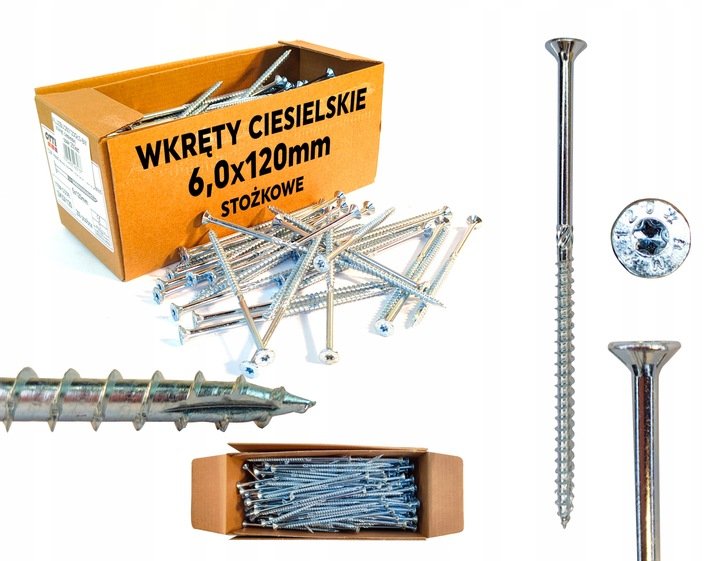 WKRĘTY ciesielskie do drewna dachu 6x120 TORX30 100szt stożkowe - 4PRO | Sklep EMPIK.COM