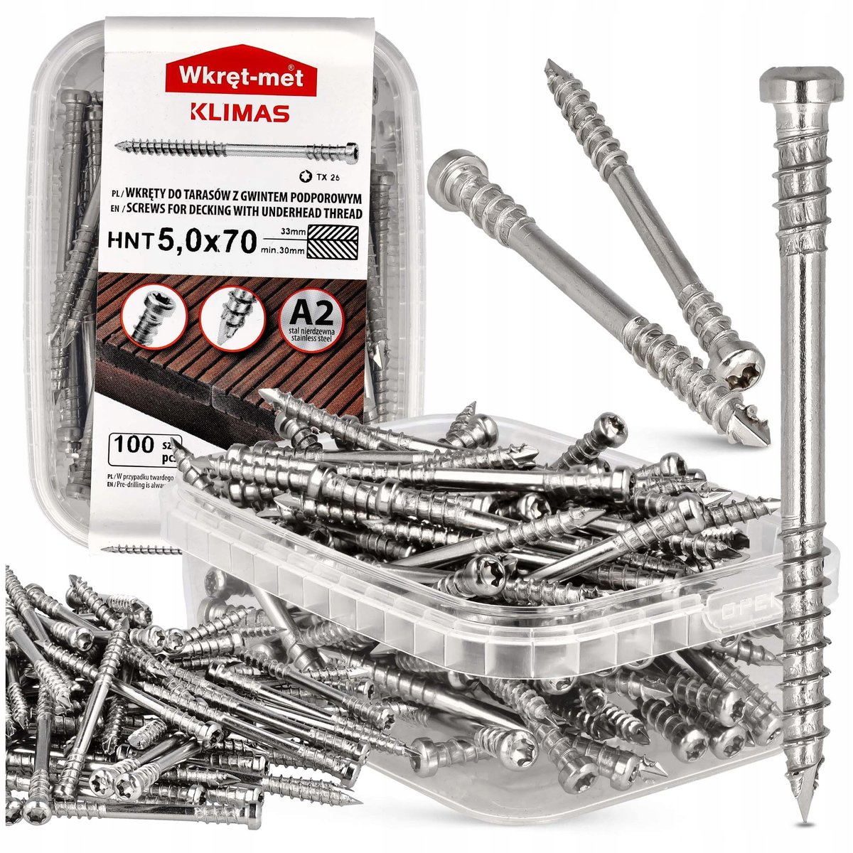 Wkręty Do Desek Tarasowych Tarasowe Nierdzewne A2 5x70 mm Wkręt Tarasowy - Inna marka | Sklep ...