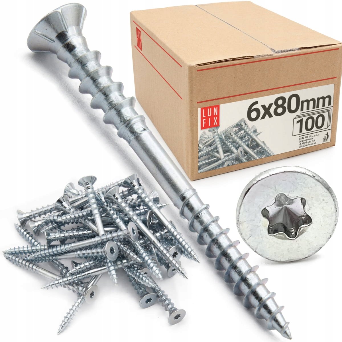 Wkręty do poziomowania łat 6x80 mm dystansowe regulacyjne ocynk TORX ...