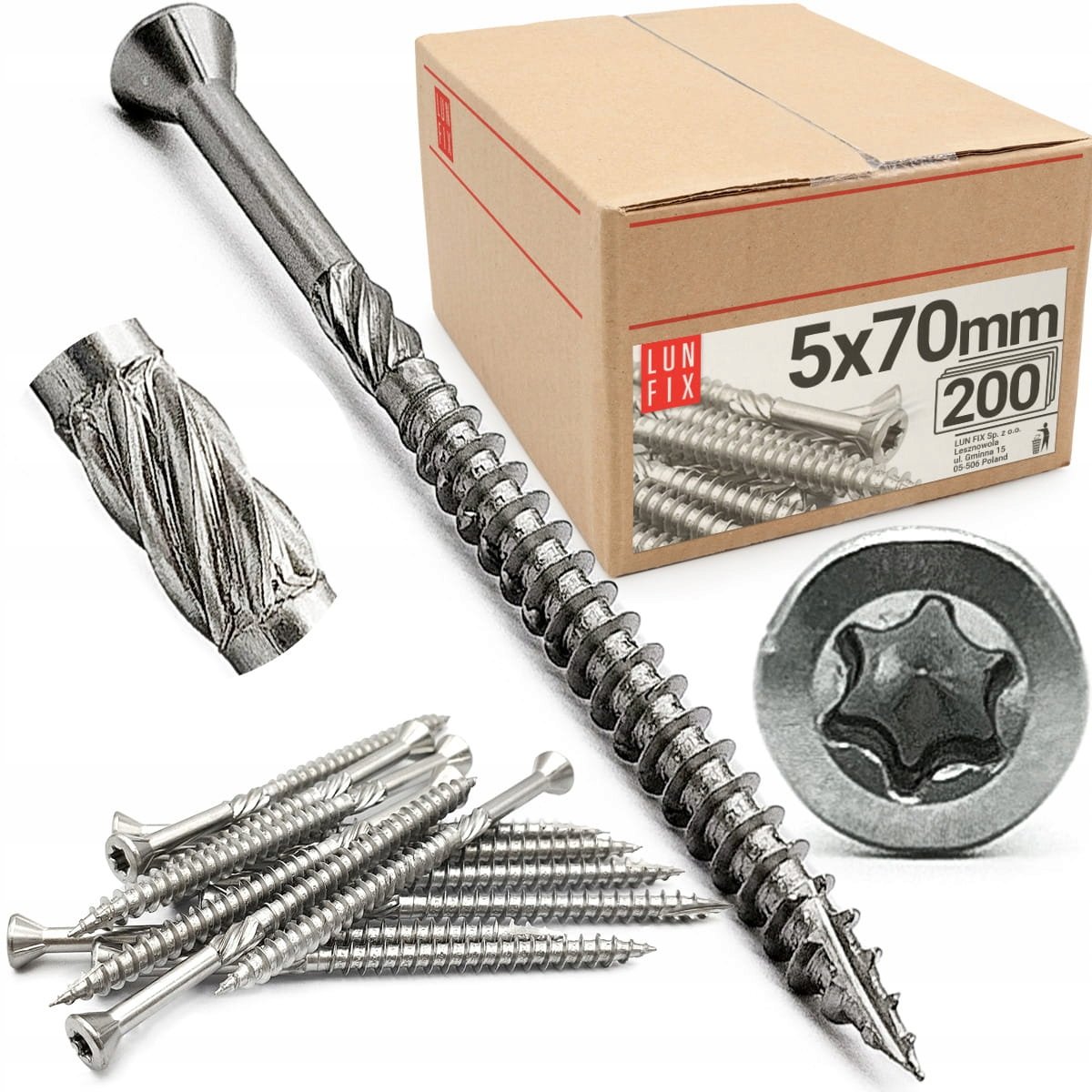 Wkręty tarasowe 5x70 nierdzewne INOX C2 do tarasu deski tarasowej 200 ...