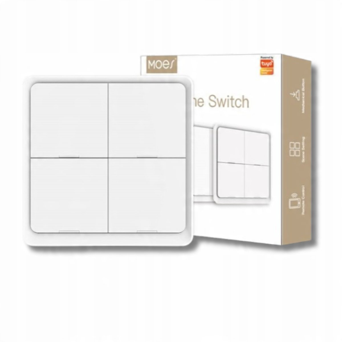 Wlacznik Smart Life Poczworny Wifi Moes Zigbee Tuya Bialy 3 Tryby ...