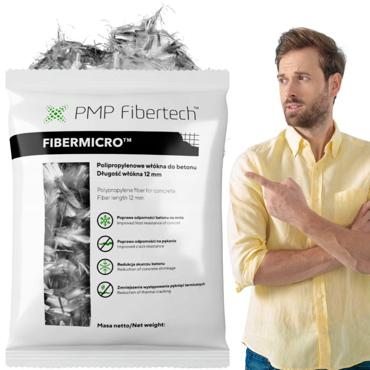 Włókno polipropylenowe "PMP fibertech" FIBERMICRO worek 20kg L=12mm białe - MAG-BUD | Sklep ...