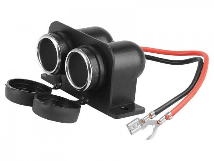 Wodoszczelne, hermetyczne gniazdo zapalniczki 12/24V max. 15A, podwójne - Carmotion ...