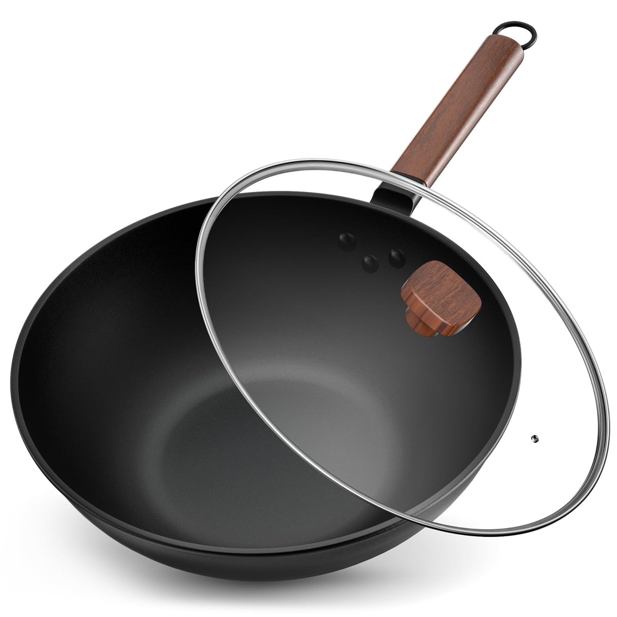 Wok 33Cm 5,6L Stal Węglowa Z Pokrywką Indukcja Gaz Dla 4-6 Osób - Inna ...