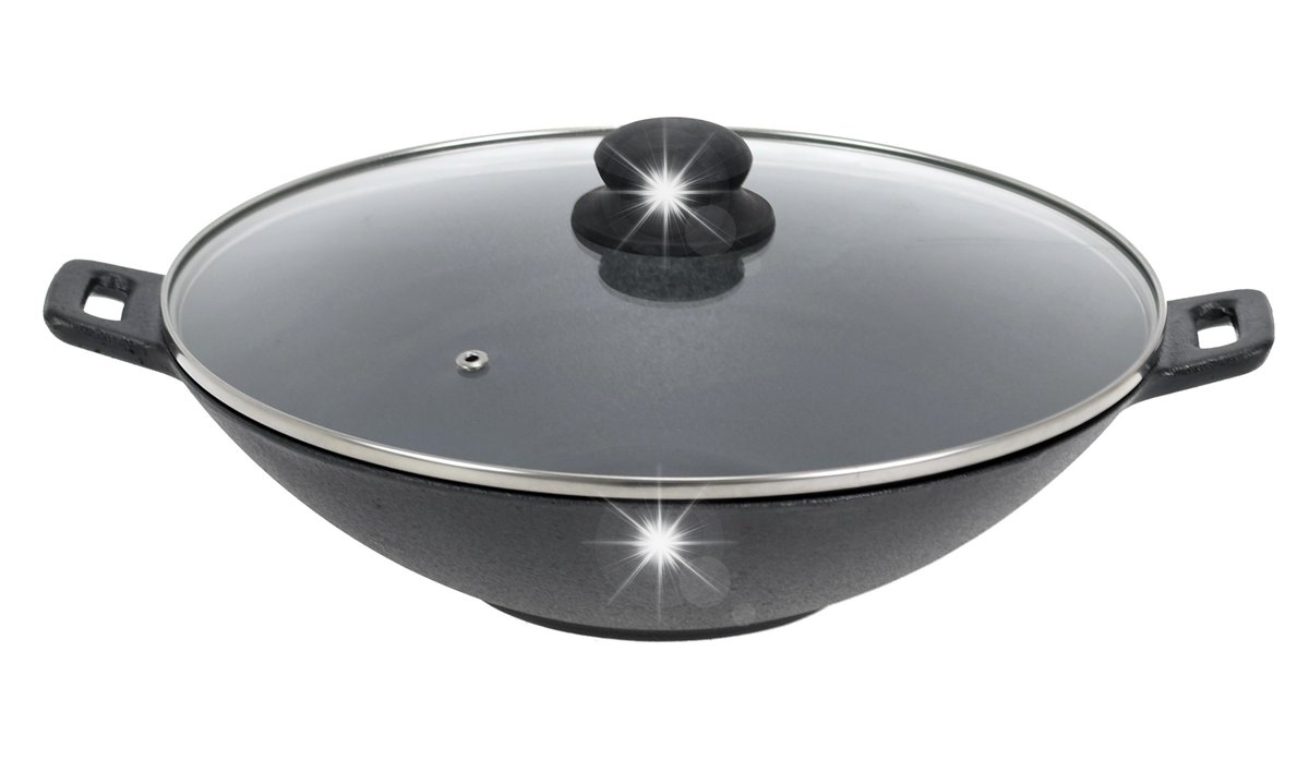 WOK Patelnia Żeliwna 31cm Pokrywa INDUKCJA GAZ - Inna marka | Sklep ...
