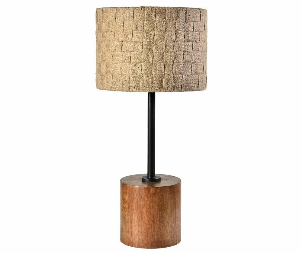 Wood old Lampa stołowa z jutowym abażurem, 1 - Belldeco | Sklep EMPIK.COM