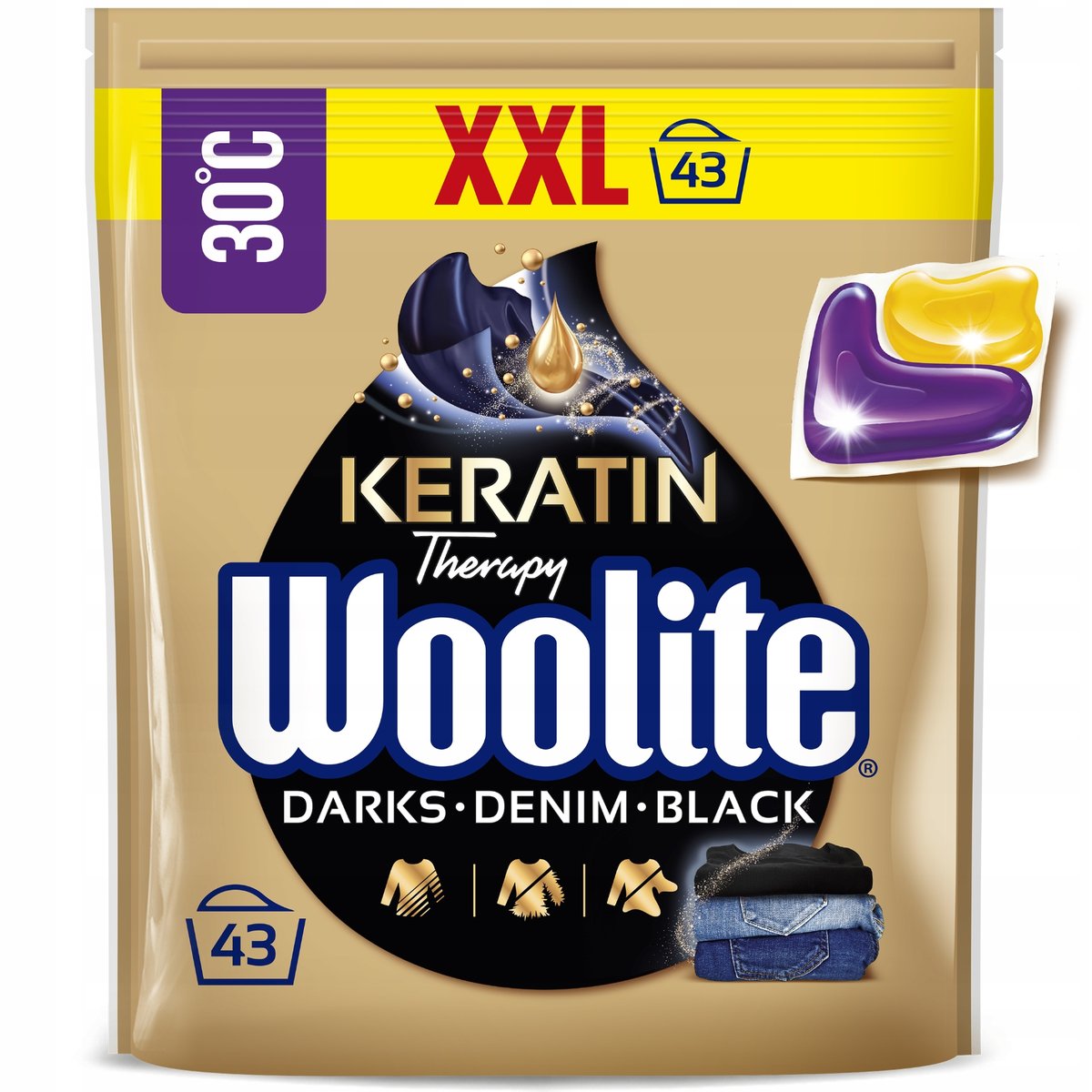 Woolite Kapsułki DoPrania Rzeczy Czarnych Ciemnych Jeans z Keratyną ...