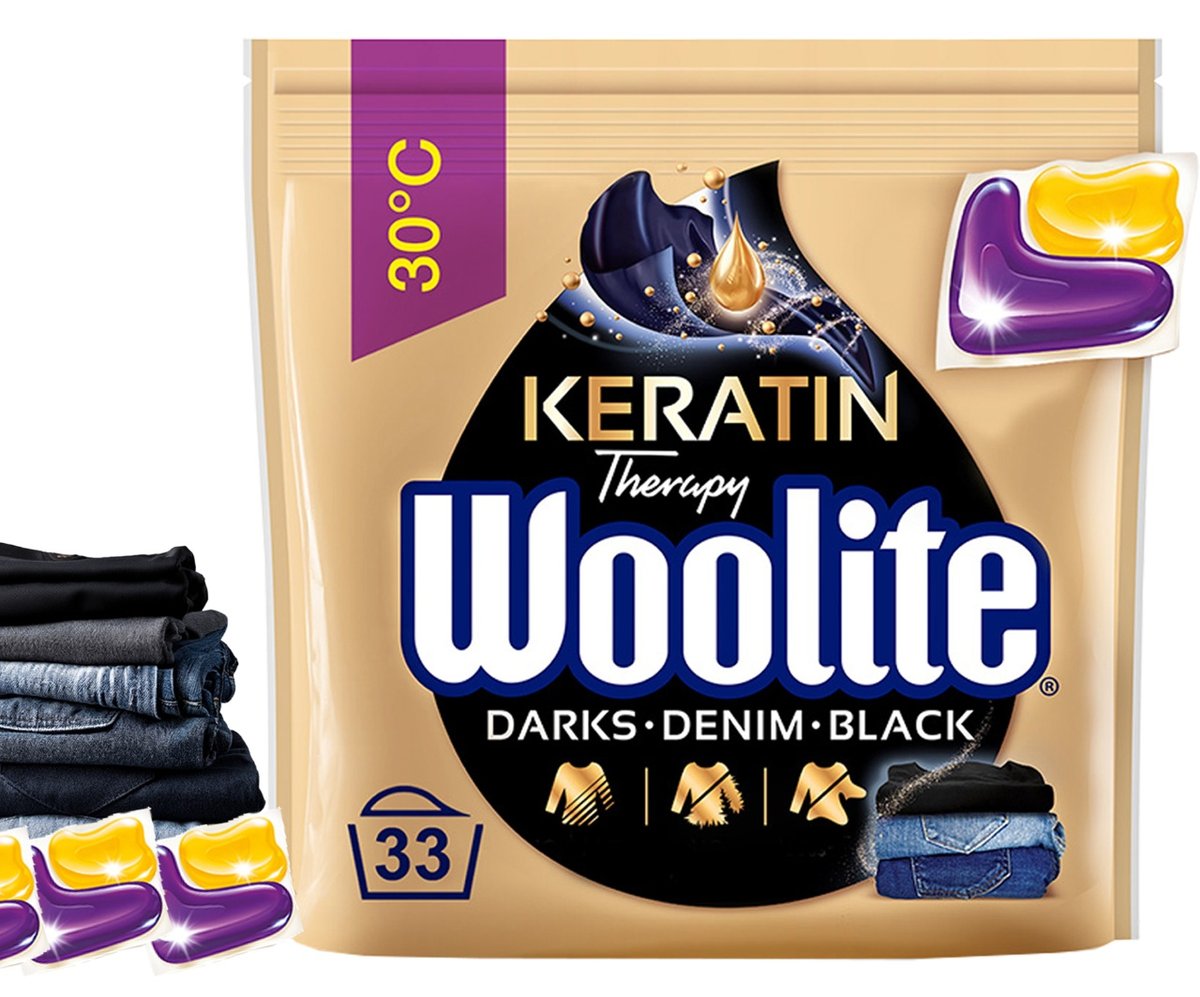 Woolite Żelowe kapsułki do prania z keratyną czerń, ciemne kolory ...
