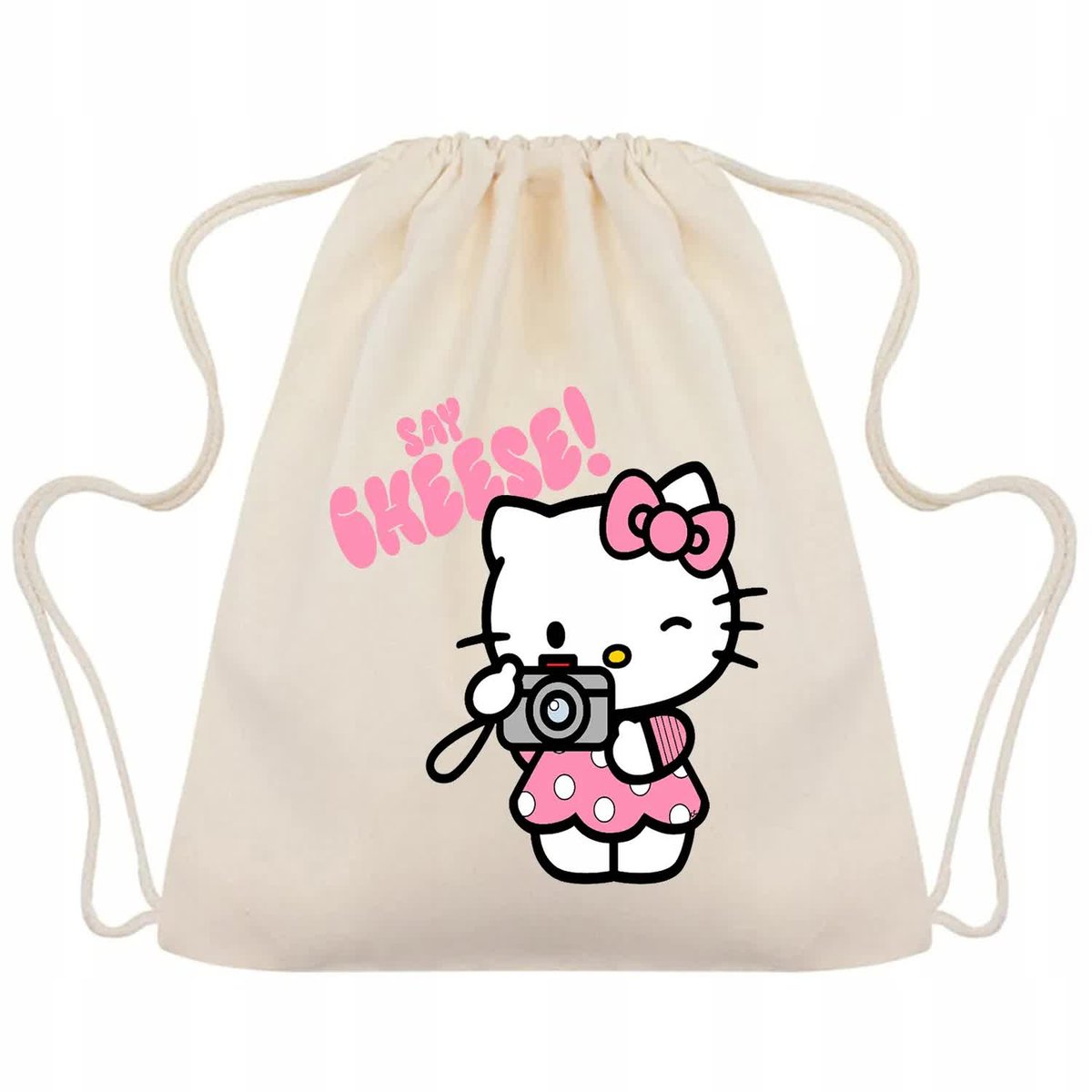 Worek Plecak Beżowy HUNGRY? Hello Kitty Pink Bajka Cartoon Urocze Wzory ...