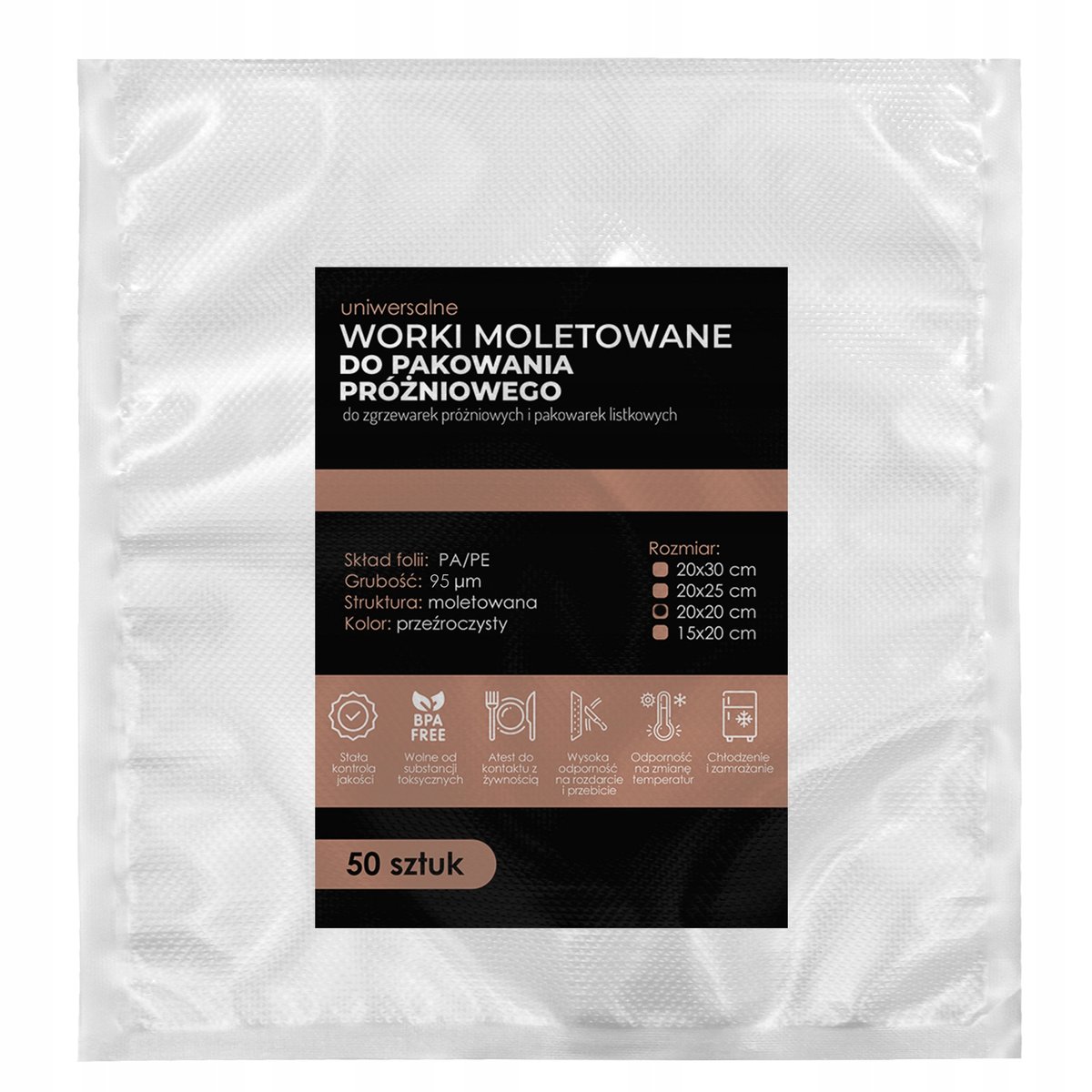 Worki Moletowane Do Pakowania Próżniowego Do Zgrzewarki 20X20 Cm 50Szt ...