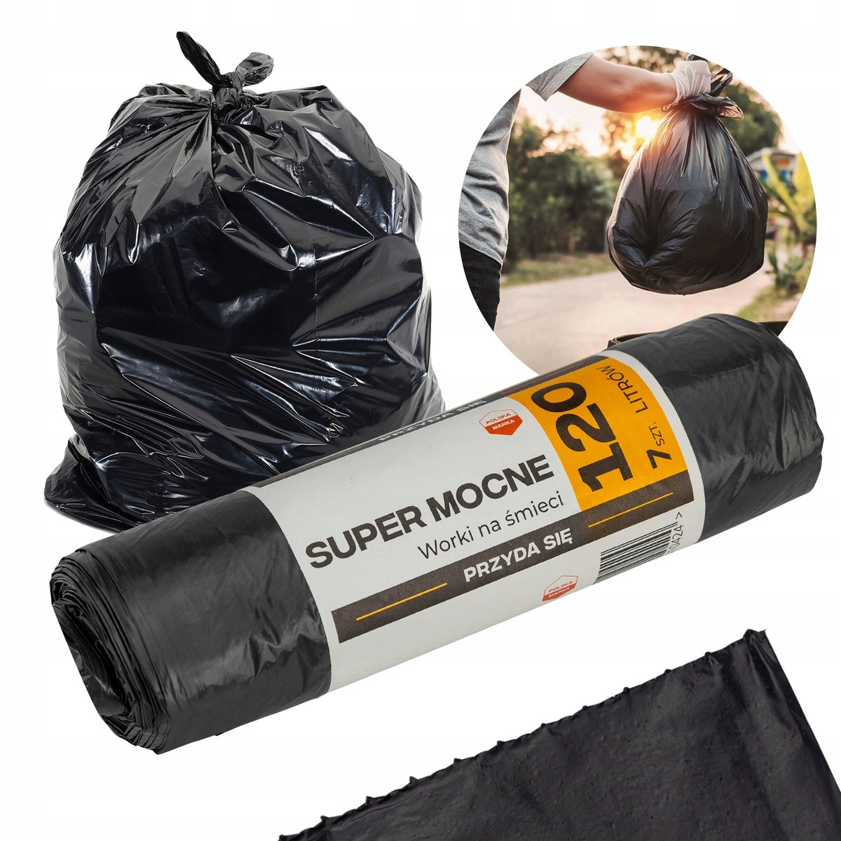 WORKI NA ŚMIECI 120L 7 SZT WYTRZYMAŁE UNIWERSALNE BARDZO MOCNE - Falcon ...