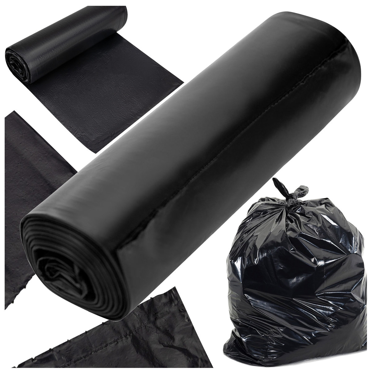 Worki Na Śmieci 240L Grube Mocne Czarne Uniwersalne 10 Sztuk Do Kosza ...