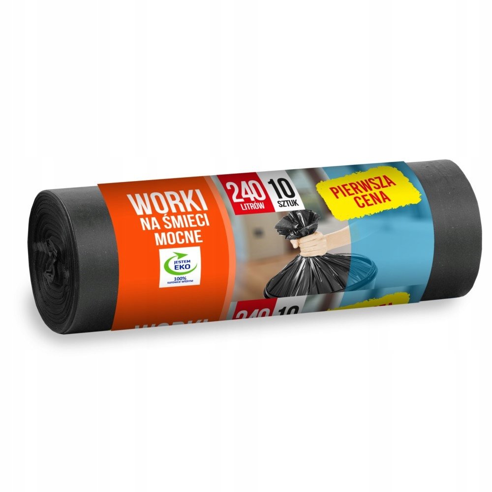 Worki na śmieci mocne 240L 10szt MOCNE czarne - Anna Zaradna | Sklep ...