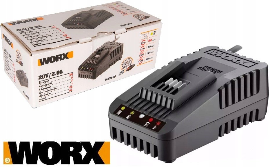 WORX WA3880 SZYBKA ŁADOWARKA DO AKUMULATORÓW 20V 2A POWER SHARE Li-lon ...