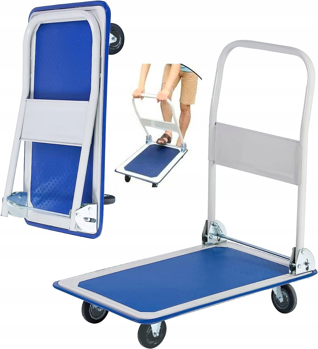 WÓZEK PLATFORMOWY PLATFORMA TRANSPORTOWA 150KG SKŁADANA NA MAGAZYN ...